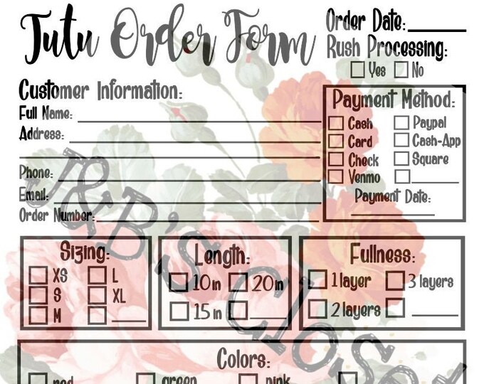 Tutu Order Set SVG/PNG/JPEG - Etsy