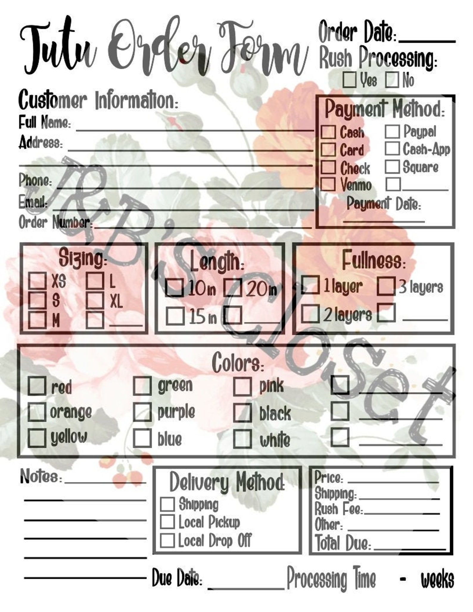 Tutu Order Set *SVG/PNG/JPEG* - Etsy