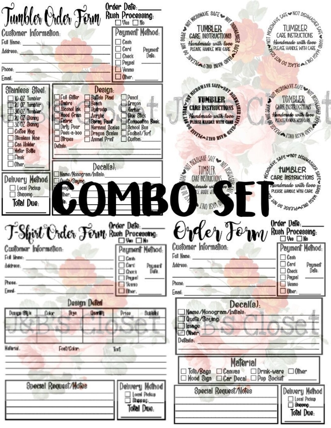 Tumbler, T-shirt, Universal Order Form Combo Set - Etsy