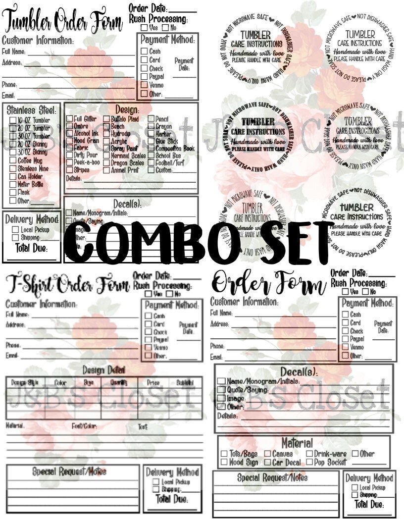 Tumbler, T-shirt, Universal Order Form Combo Set - Etsy