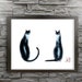 Two Cats Sitting Artist: Cheng Yan - Etsy