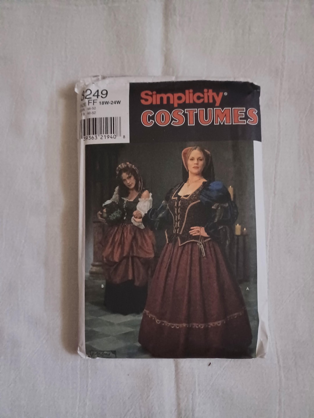 Vintage Simplicity 8249 Pattern Renaissance Costume Blouse, Skirt, Vest ...