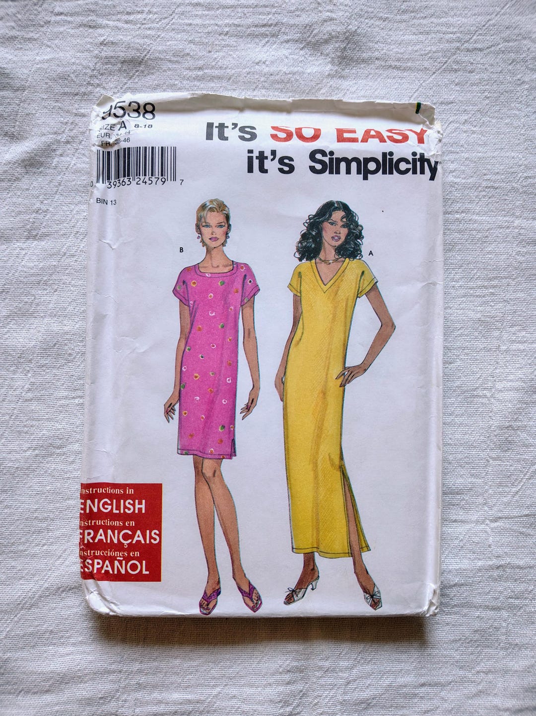 Vintage Simplicity 9538 Sewing Pattern Pull Over Dress W Your Choice of ...