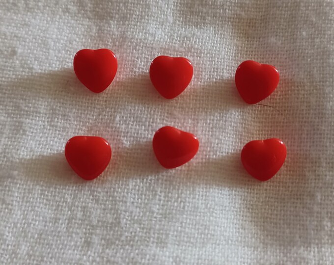 Set of 6 Tiny Plastic Red Heart Buttons 1 Cm Wide - Etsy