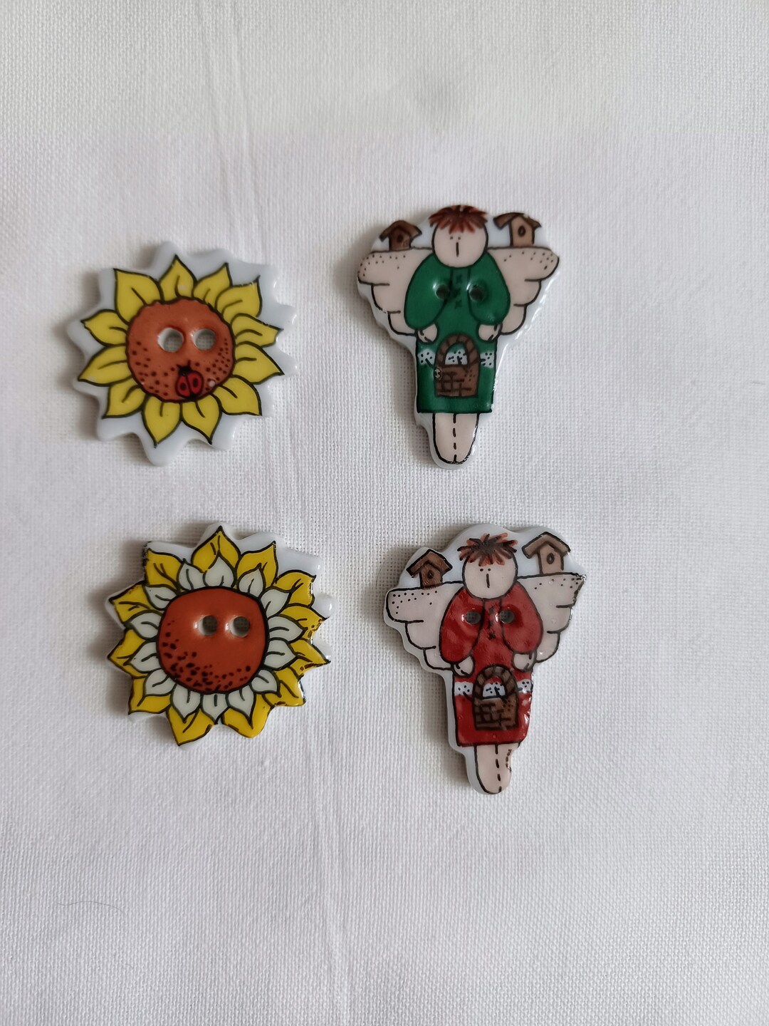 Ceramic Buttons Scarecrow Angels 4 Each - Etsy