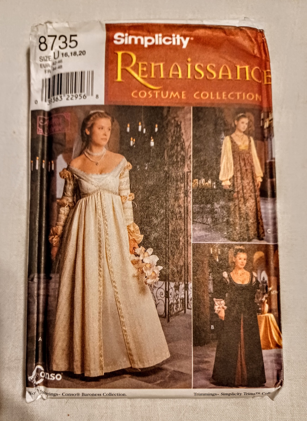 Vintage Simplicity 8735 Pattern Renaissance Costume Gown and Veil Miss ...