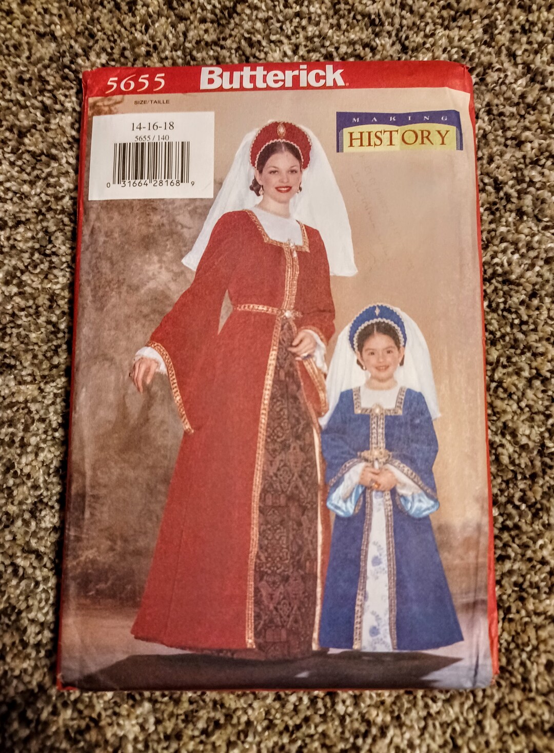 Vintage Butterick 5655 Pattern Renaissance Dress Costume Miss Size 14 ...