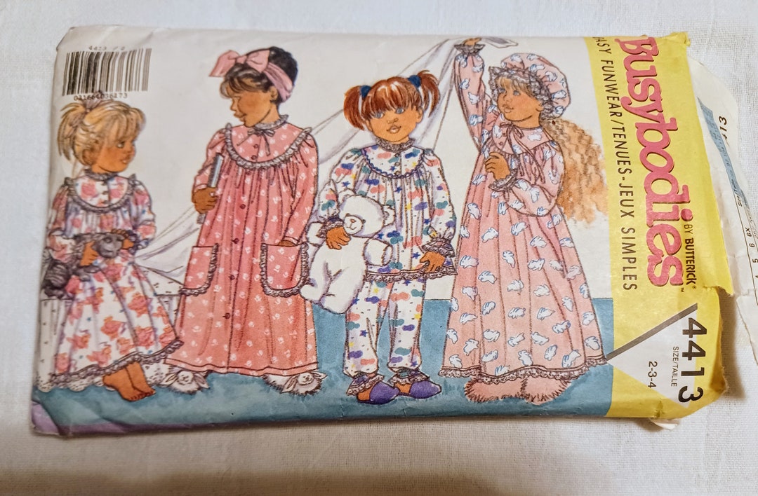 Vintage Busybodies by Butterick 4413 Pattern Robe, Nightgown, Hat and ...