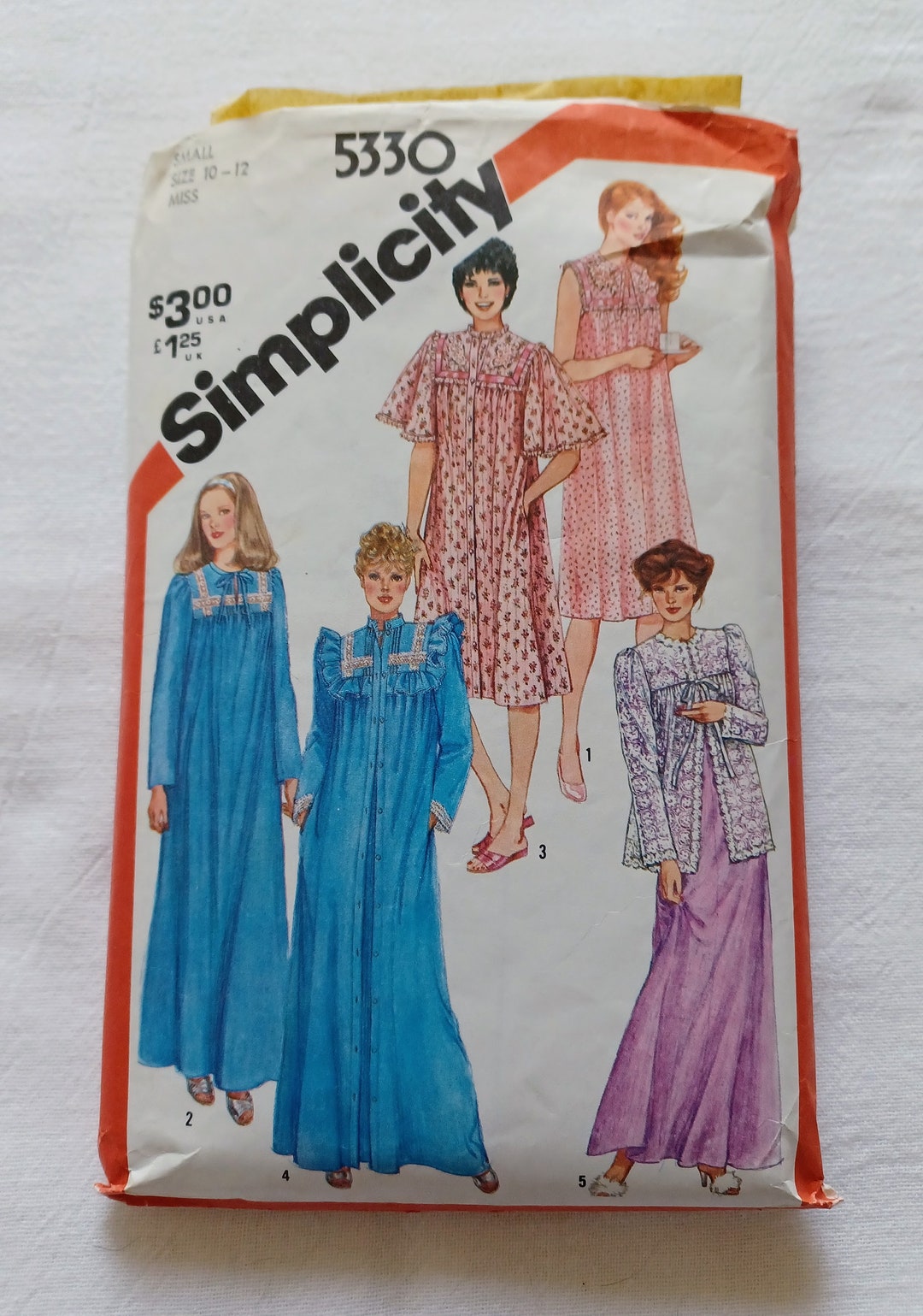 Vintage Simplicity 5330 Pattern Nightgown and Robe or Bed Jacket Miss ...