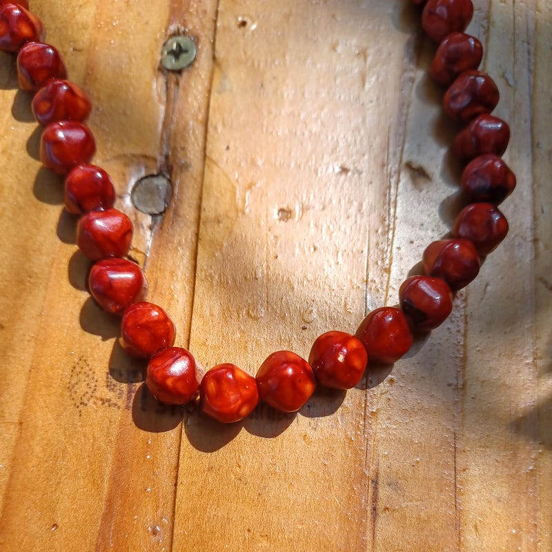 Red Bead Necklace - Etsy