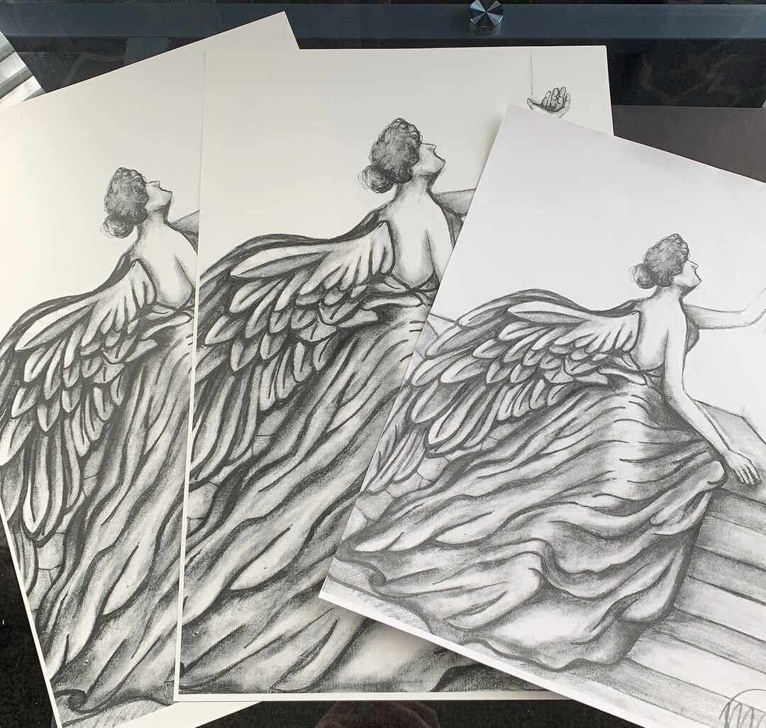 Angel Graphite Drawing Print - Etsy