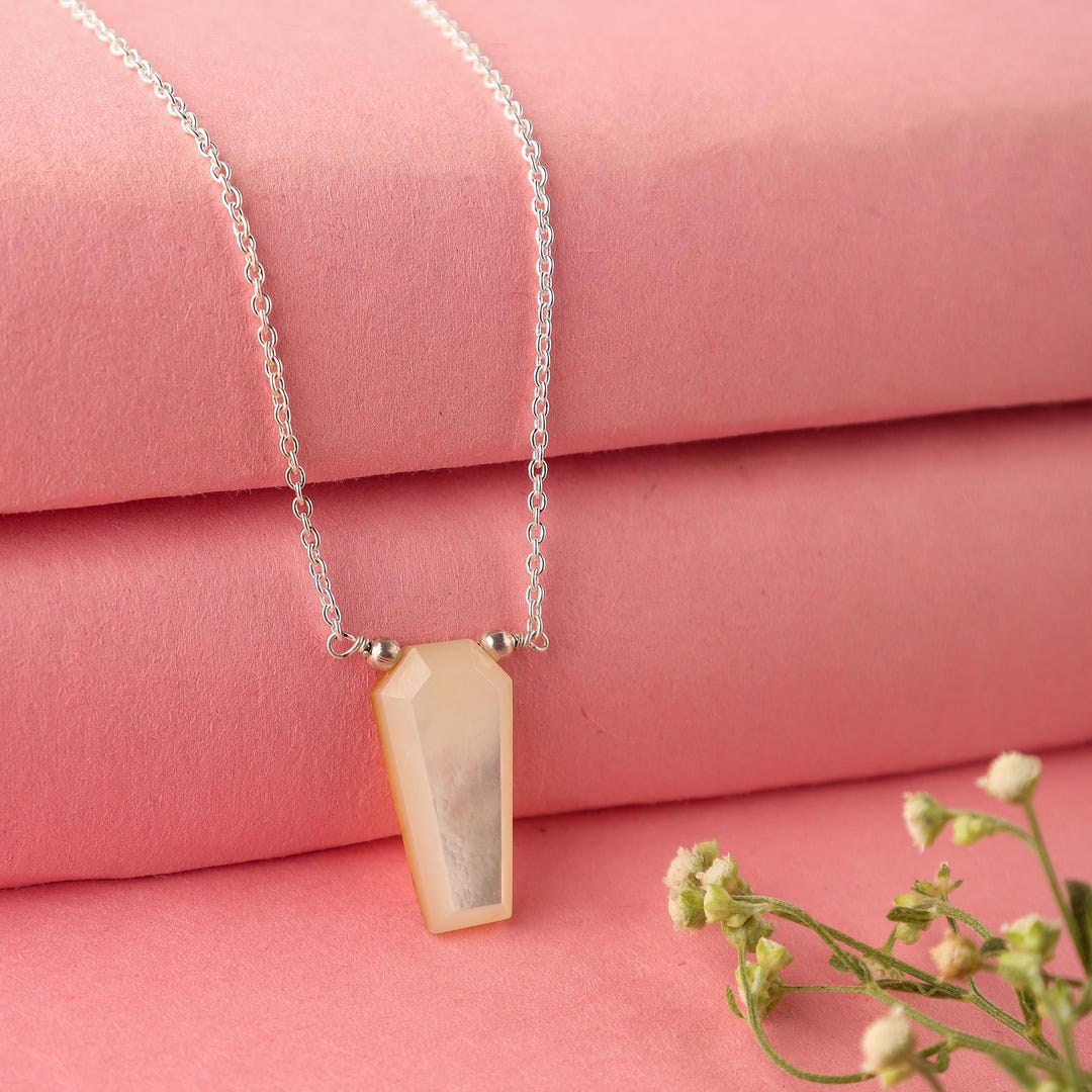 Natural Abalone Shell Coffin Shape Necklace, Polished Gemstone, Healing ...