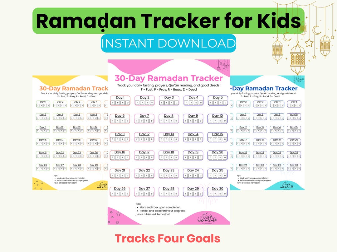 Ramadan Tracker for Kids | Daily Salah, Fasting, Good Deeds (digital ...