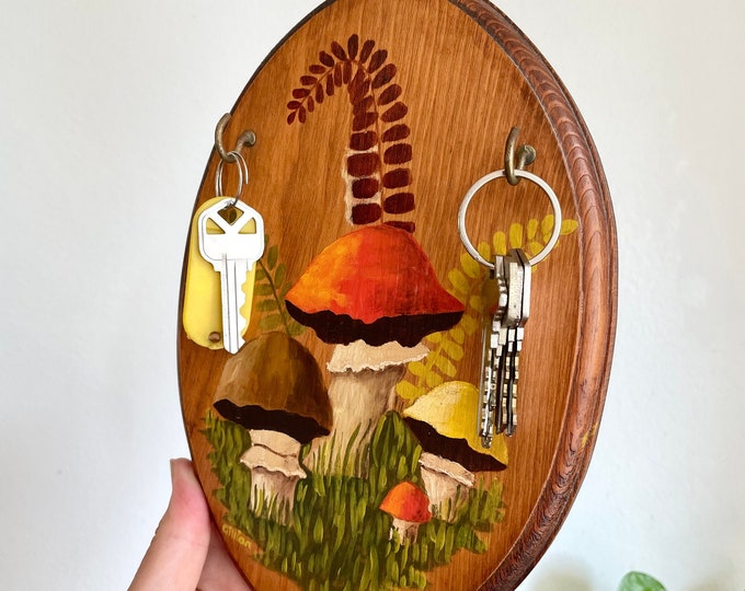 Mushroom Key Hook Wall Art, Cottagecore Christmas Gift, Rustic ...