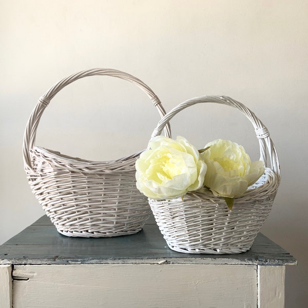 White Wicker Baskets - Etsy
