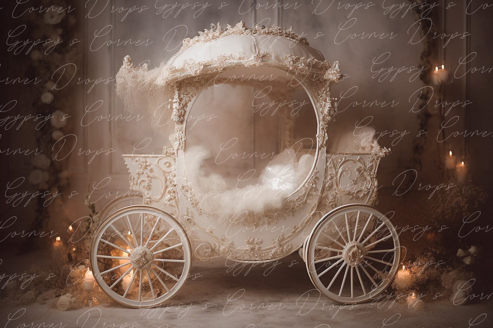 Newborn, Digital Backdrop, Digital Background, Baby, Girl, Carriage ...