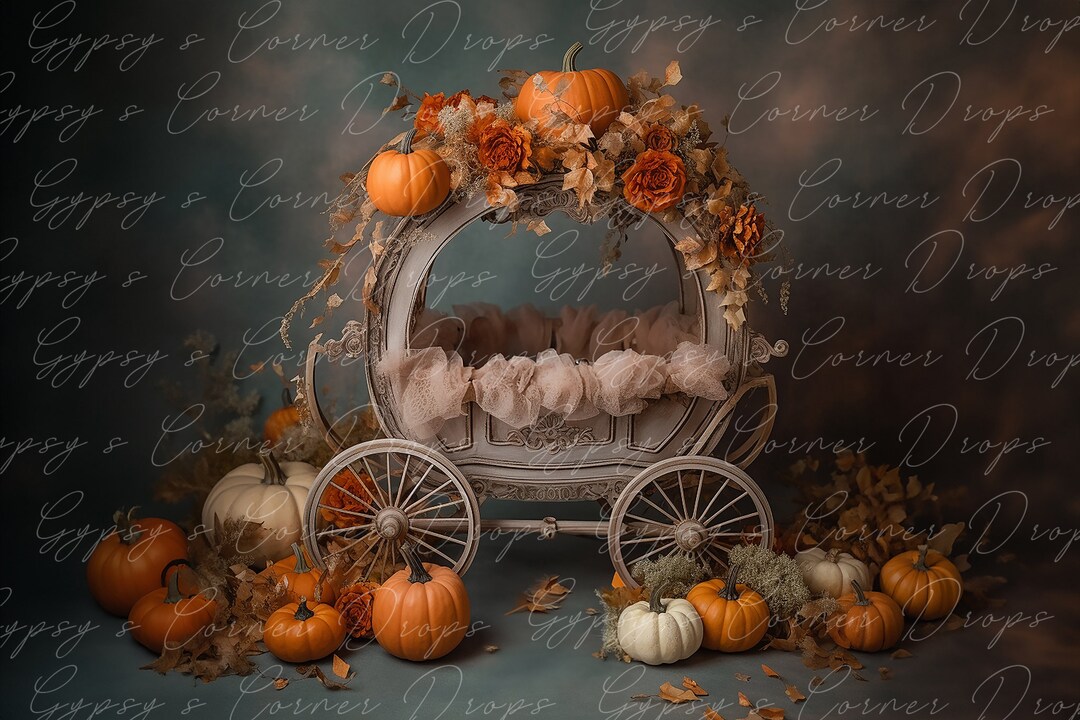 Newborn Digital Backdrops Halloween and Fall Autumn Themed Carriage for ...