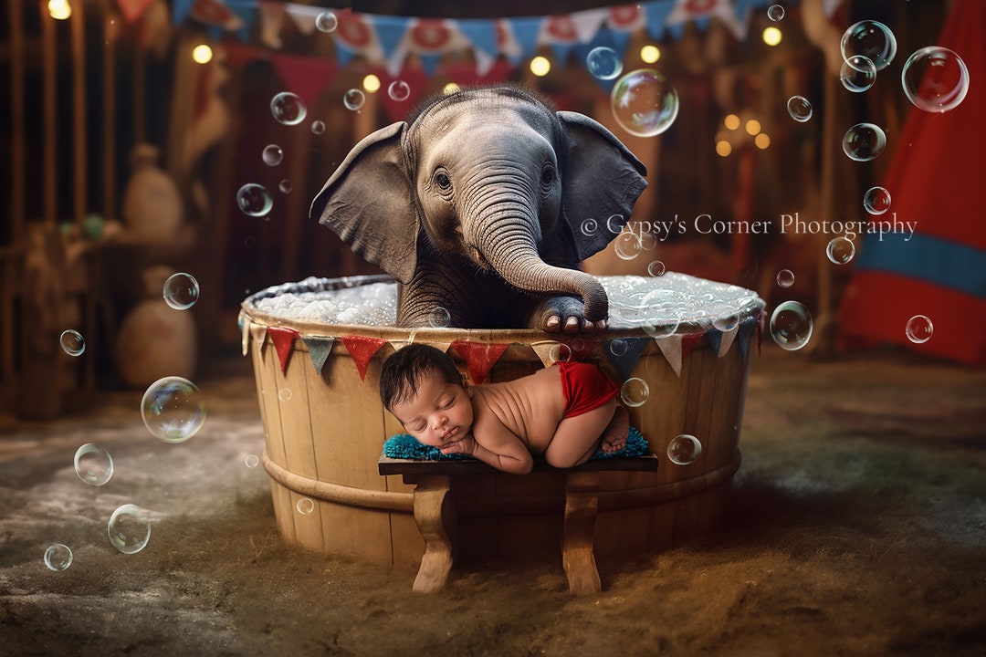 Dumbo Inspired Newborn Digital Backdrop for a Baby Boy or Girl. Baby ...