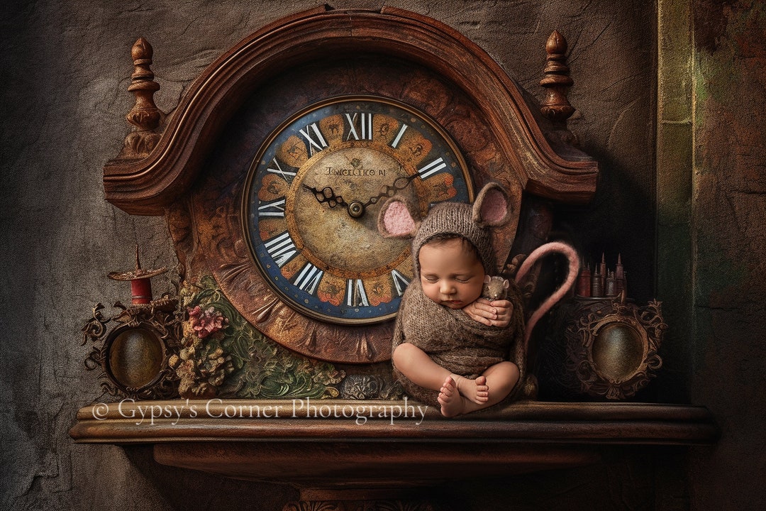 Newborn, Digital Backdrop, Digital Background, Baby, Boy, Girl, Clock ...