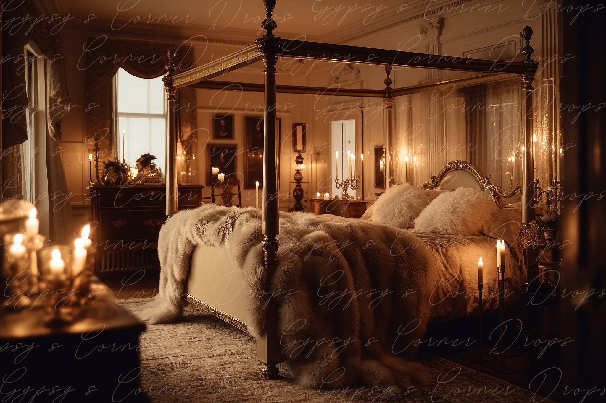 Boudoir, Digital Backdrop, Digital Background, Romantic, Model, Bed ...