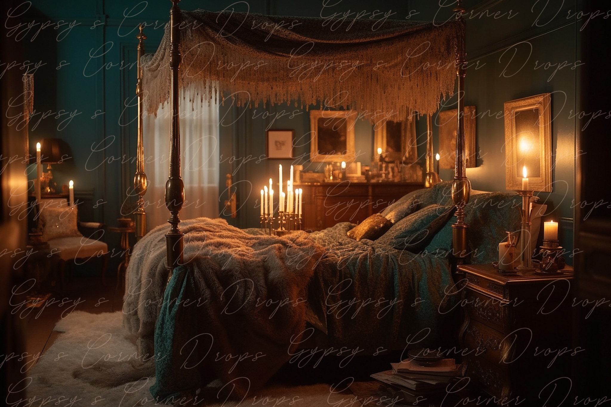 Boudoir, Digital Backdrop, Digital Background, Romantic, Model, Bed ...