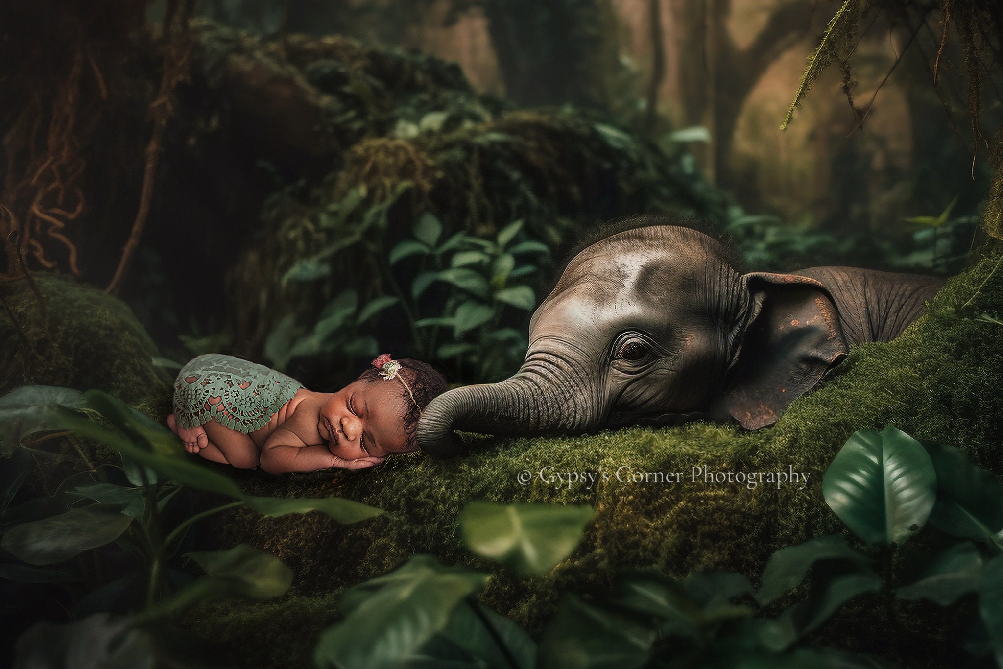Newborn Digital Backdrop Jungle Book and Mowgli Inspired for a Baby Boy ...