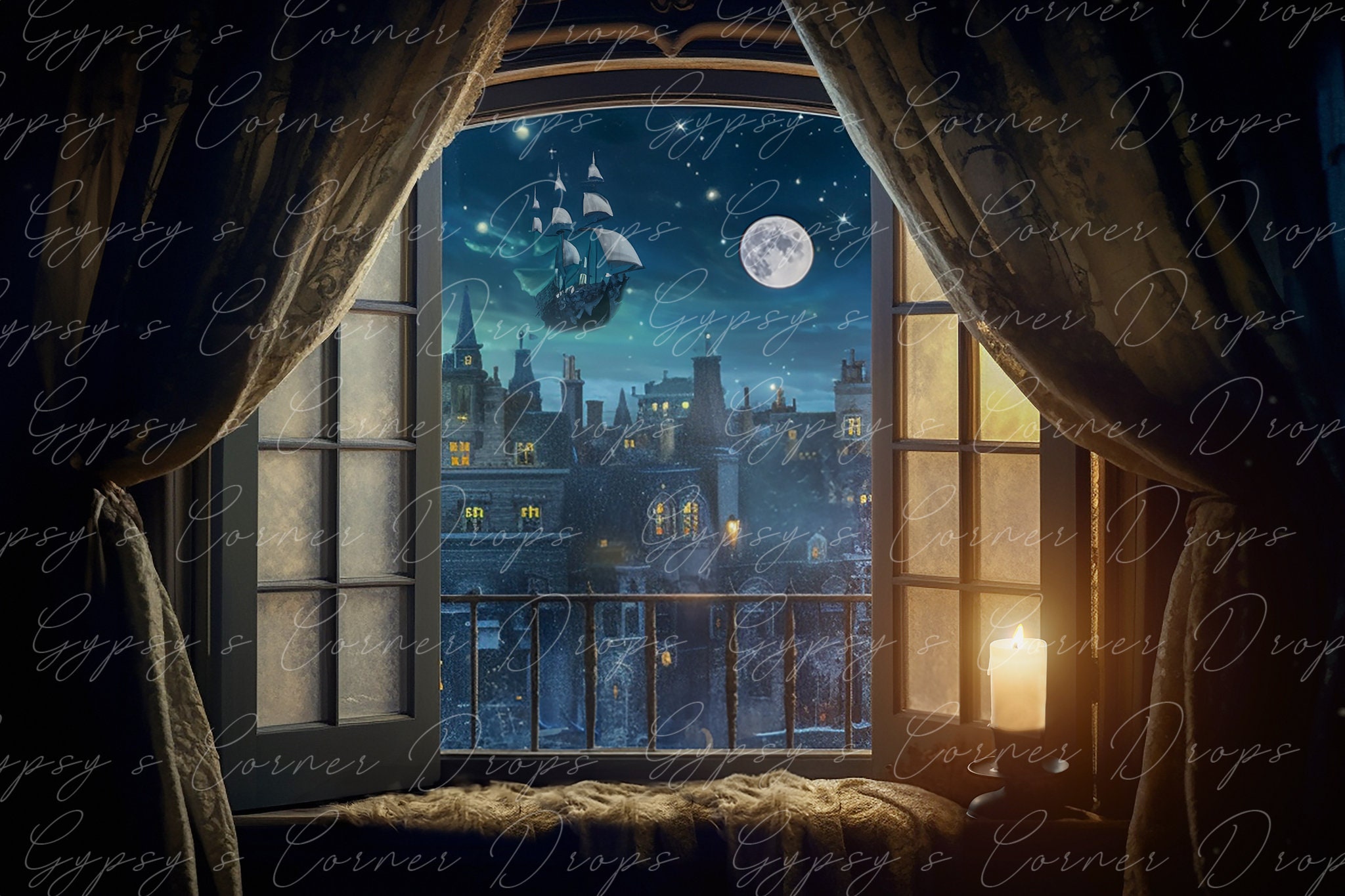 Peter Pan Inspired Newborn Digital Backdrop for a Baby Boy or Girl ...