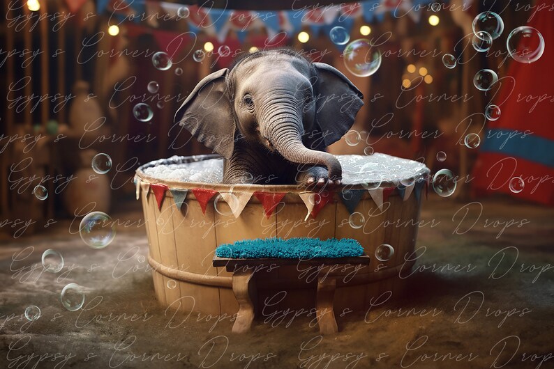 Dumbo Inspired Newborn Digital Backdrop for a Baby Boy or Girl. Baby ...