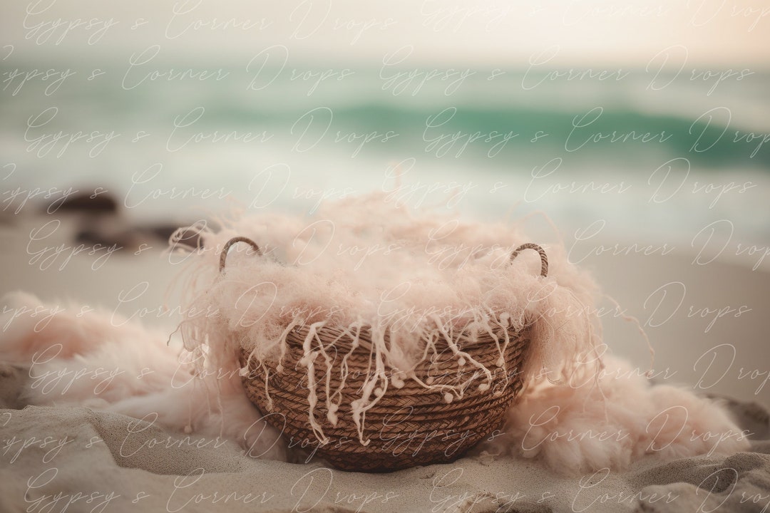 Set of 5, Newborn, Digital Backgrounds, Backdrops, Beach, Ocean, Baby ...