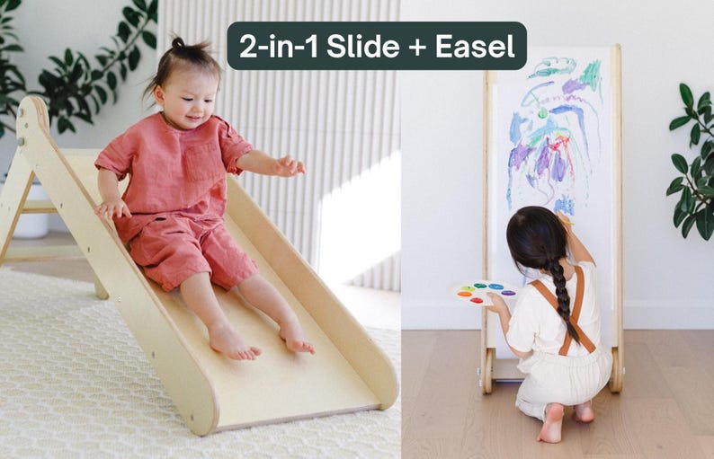 Folding Wooden Slide Easel: Baltic Birch Montessori Climber Toy - Etsy