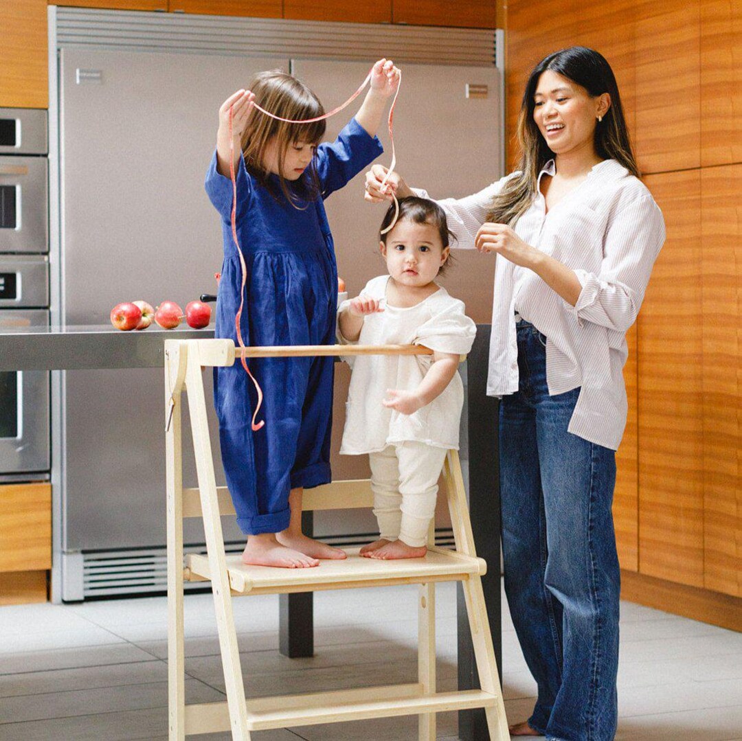 Folding Tower for 2, Foldable Toddler Tower, Folding Helper Stool for ...