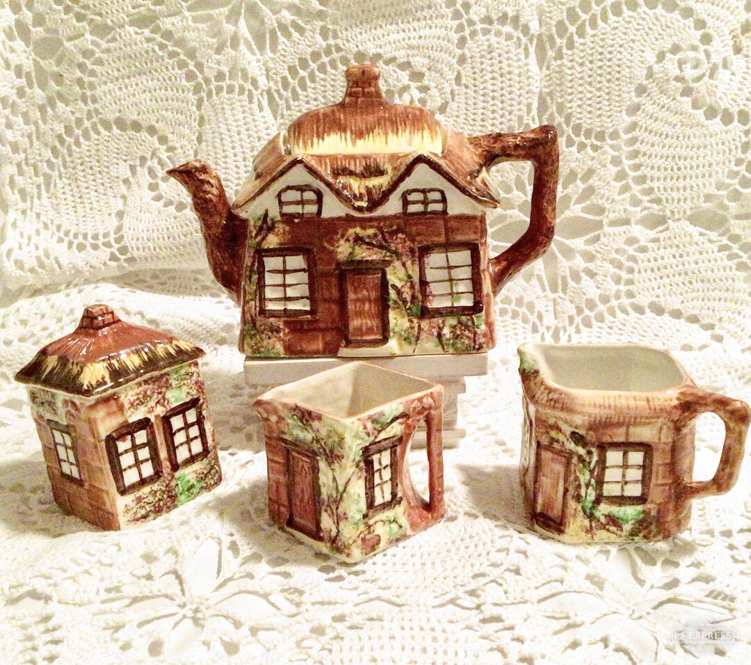 Charming Ye Olde Cottage Teapot Set, Price Bros Cottage Ware, Vintage ...