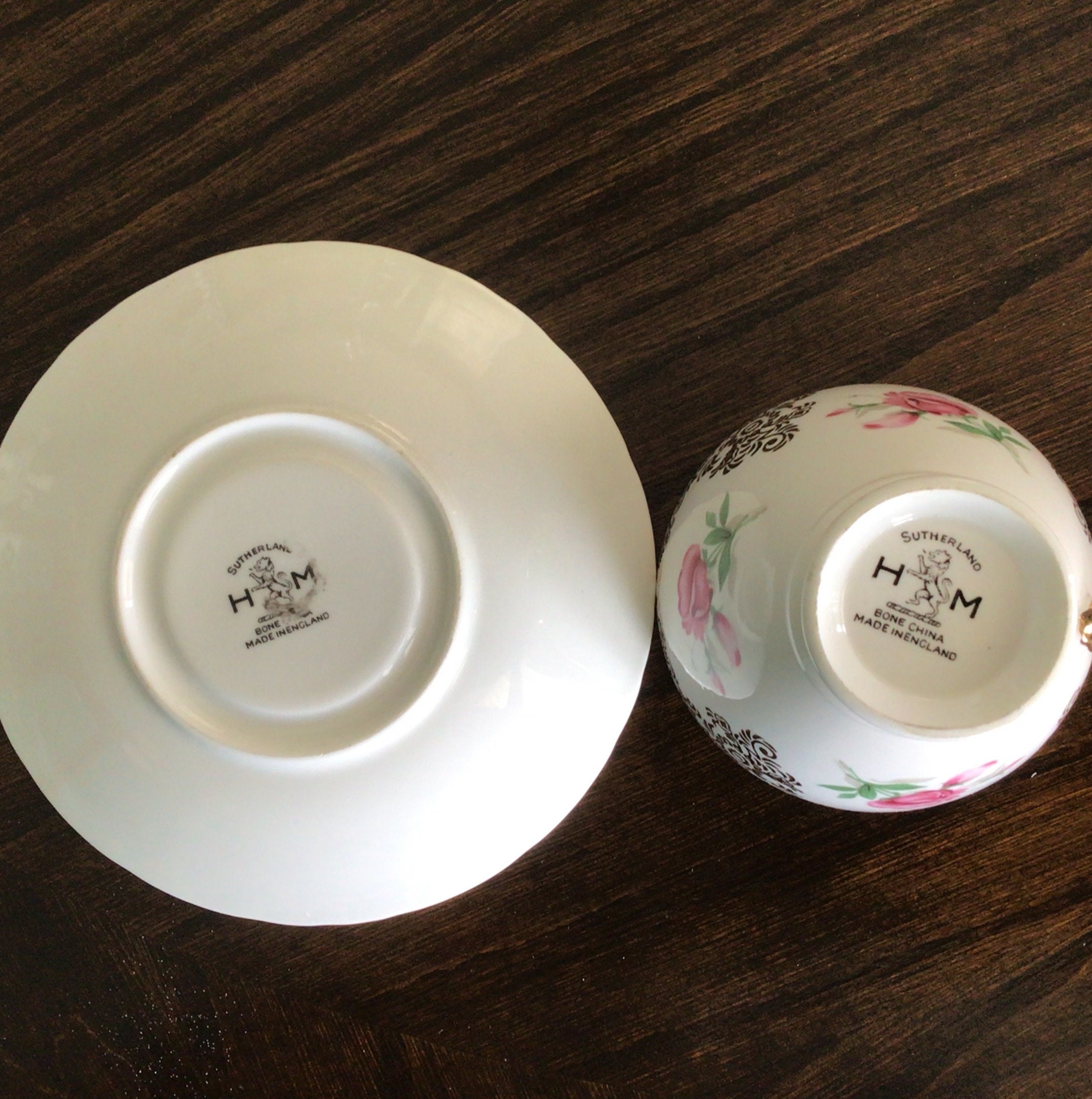 H M Sutherland Bone China Cup and Saucer Set, Made in England - Etsy