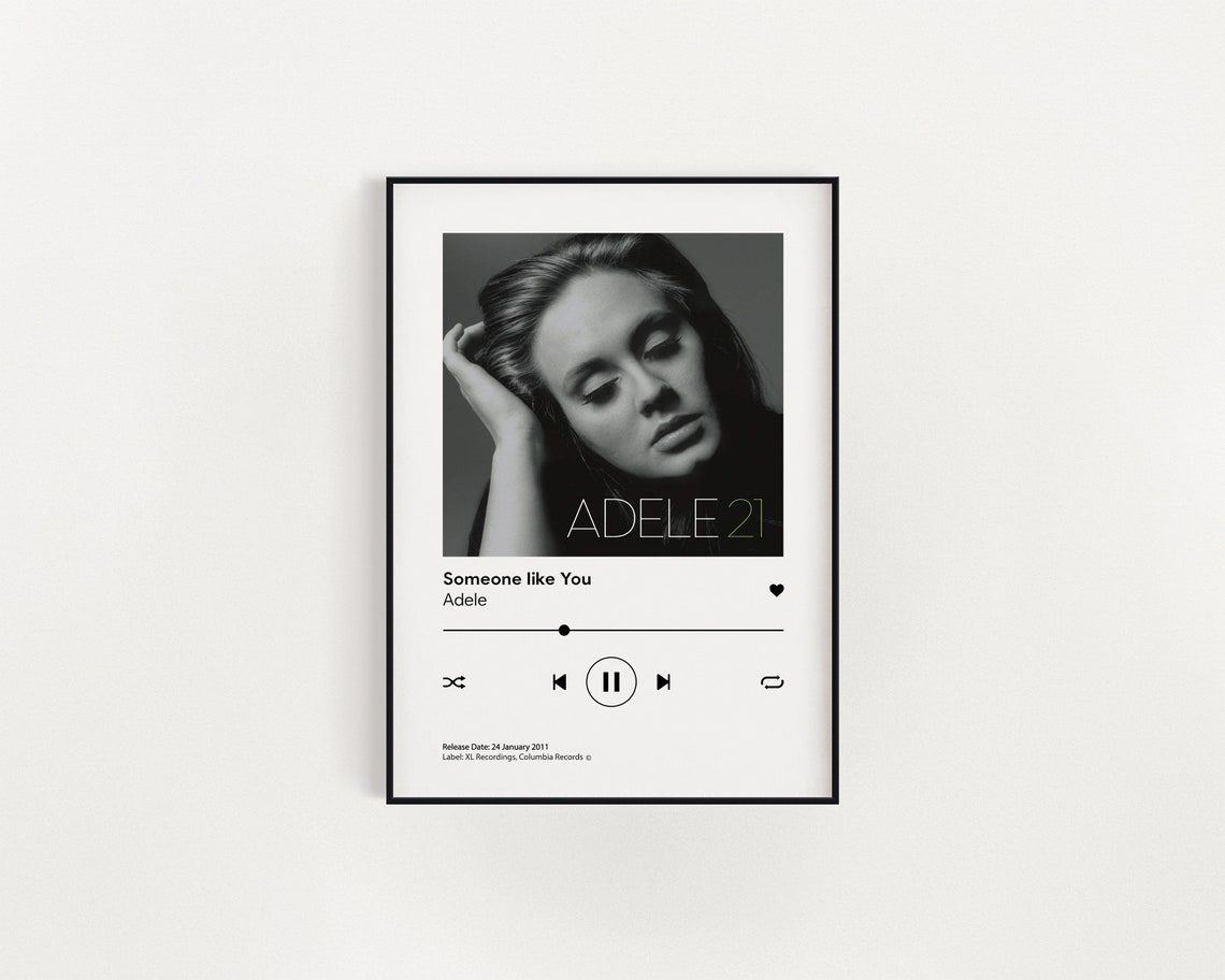 Someone Like You Adele Spotify Poster Print Music Poster | Etsy