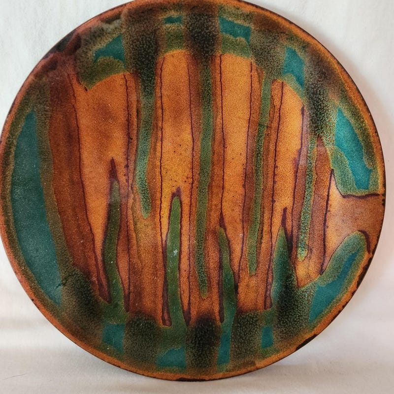 Enamel Mid Century Copper Plate - Etsy