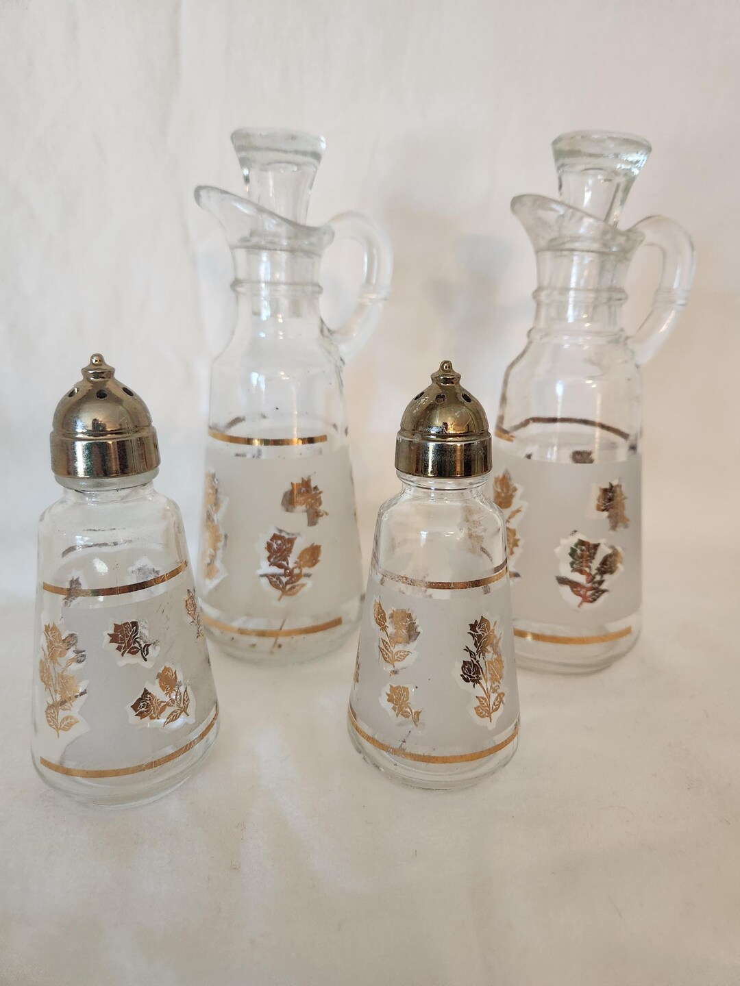 Anchor Hocking Gold Leaf Starlyte Oil and Vinegar Cruet Set - Etsy