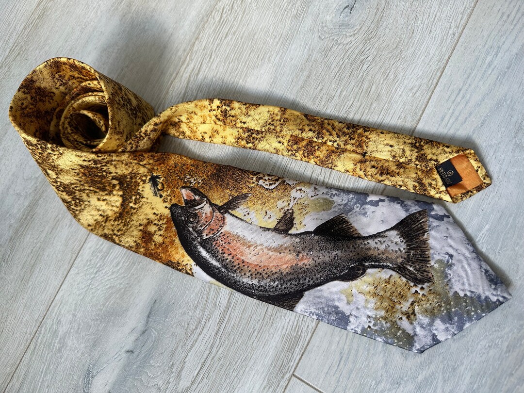 Vintage Benjamin James of London Fish Art Tie, for Fishing - Etsy