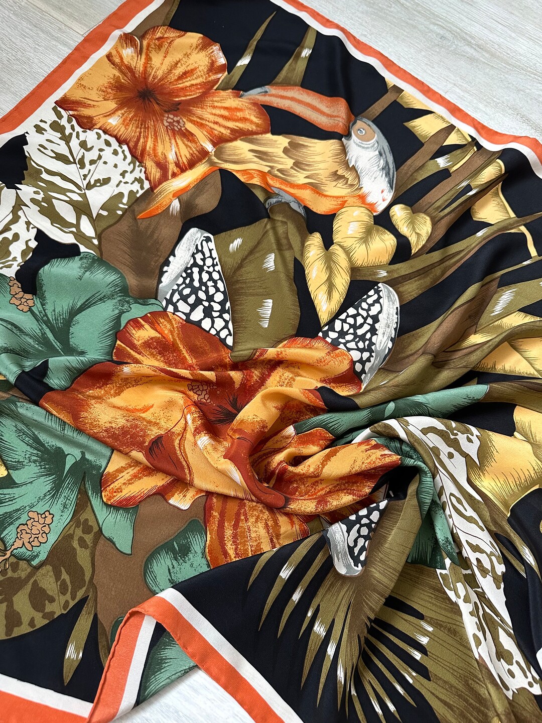 Sergio Flowers Birds Art Print Silk Scarf - Etsy