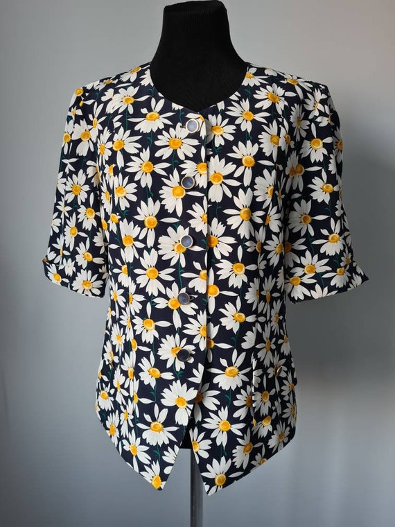 Basler Vintage Silk Jacket Blouse Silk Top Chamomile Print - Etsy UK