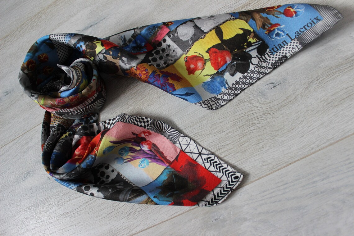 Christian Lacroix vintage silk scarf made in Italy | Etsy