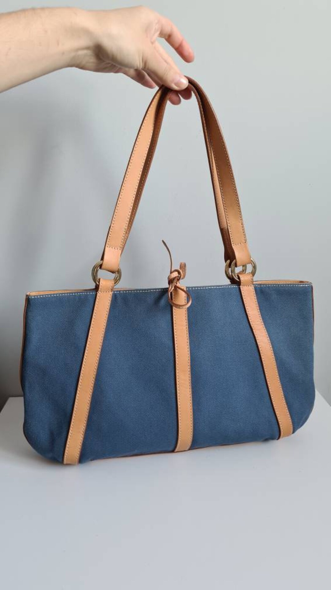 Lancer Leather Textile Bag, Blue Bag - Etsy