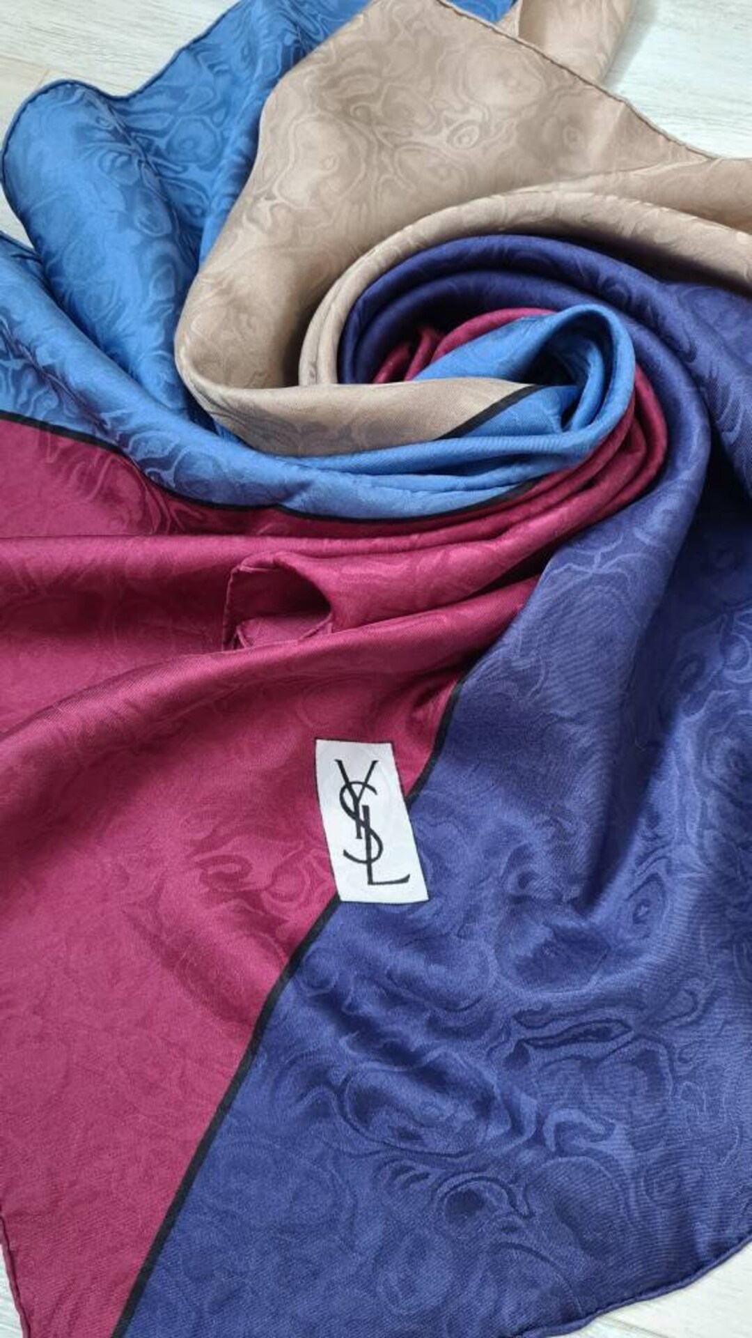YSL Yves Saint Laurent Silk Color Block Vintage Scarf - Etsy