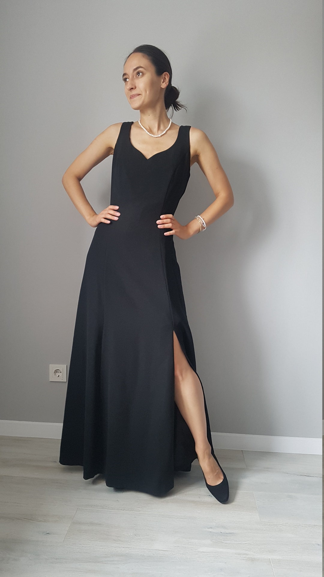 Laura Ashley Long Black Evening Dress - Etsy