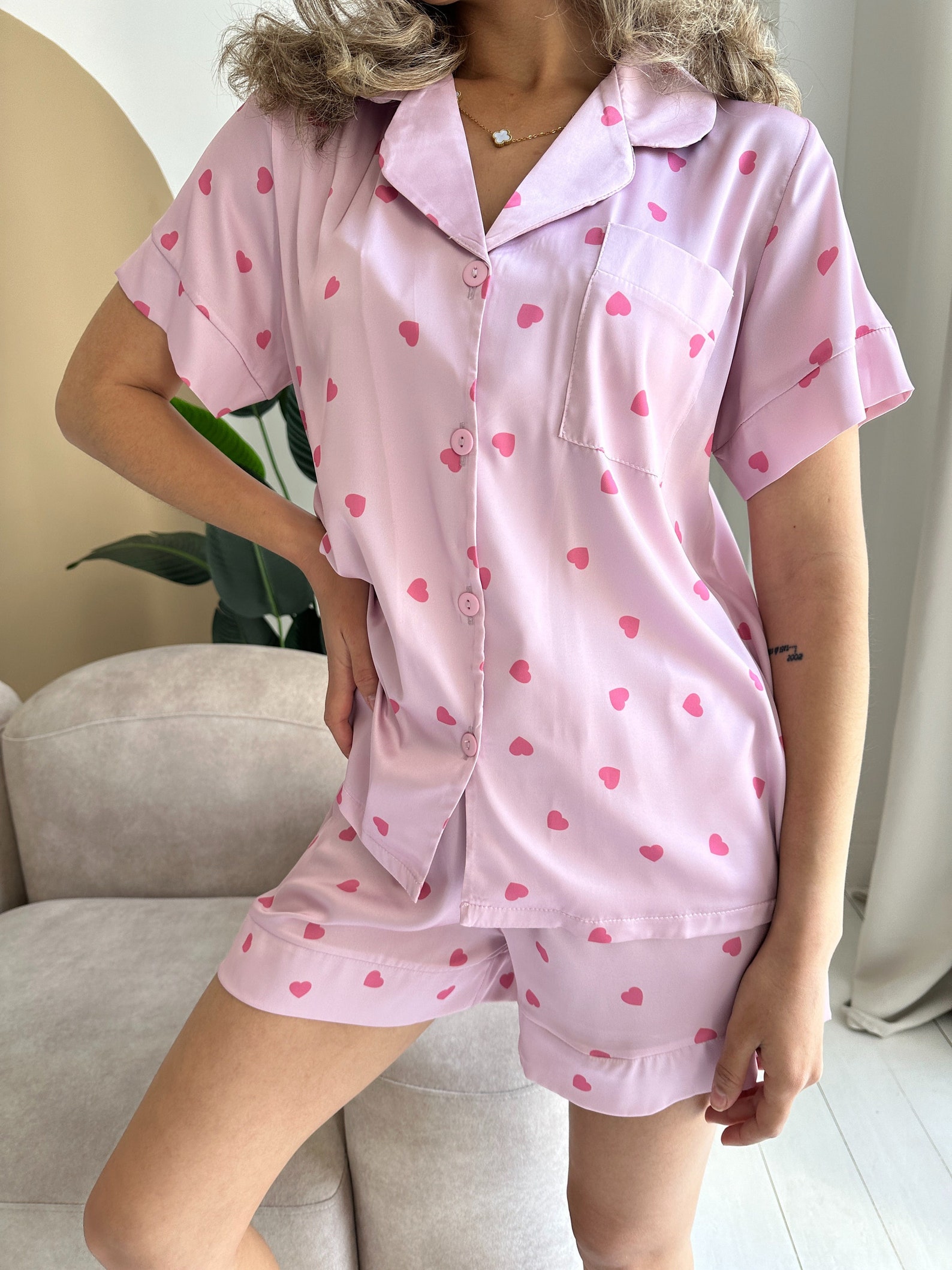 Silk Pajamas Heart Pajamas Sleeping Pajamas Pajamas for Brides ...
