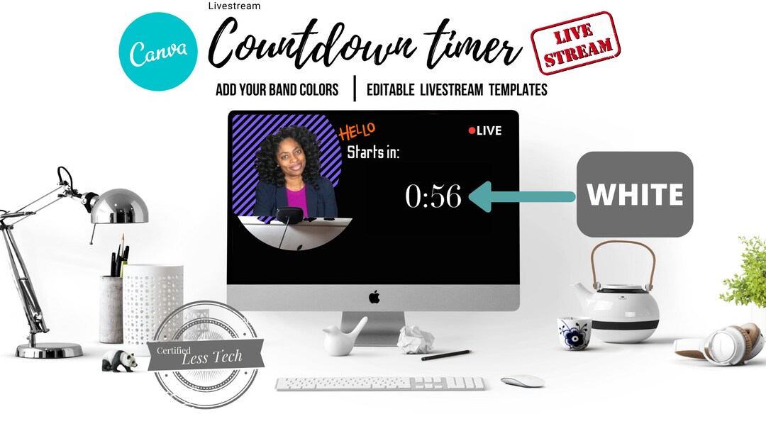 Livestream Countdown Timer Canva Templates Editable white - Etsy