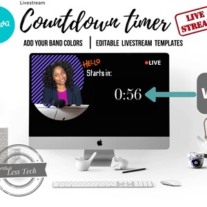 Livestream Countdown Timer Canva Templates Editable white - Etsy