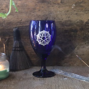 Pentacle Chalice, Witch's Pentagram Chalice, Blue Chalice With Silver ...