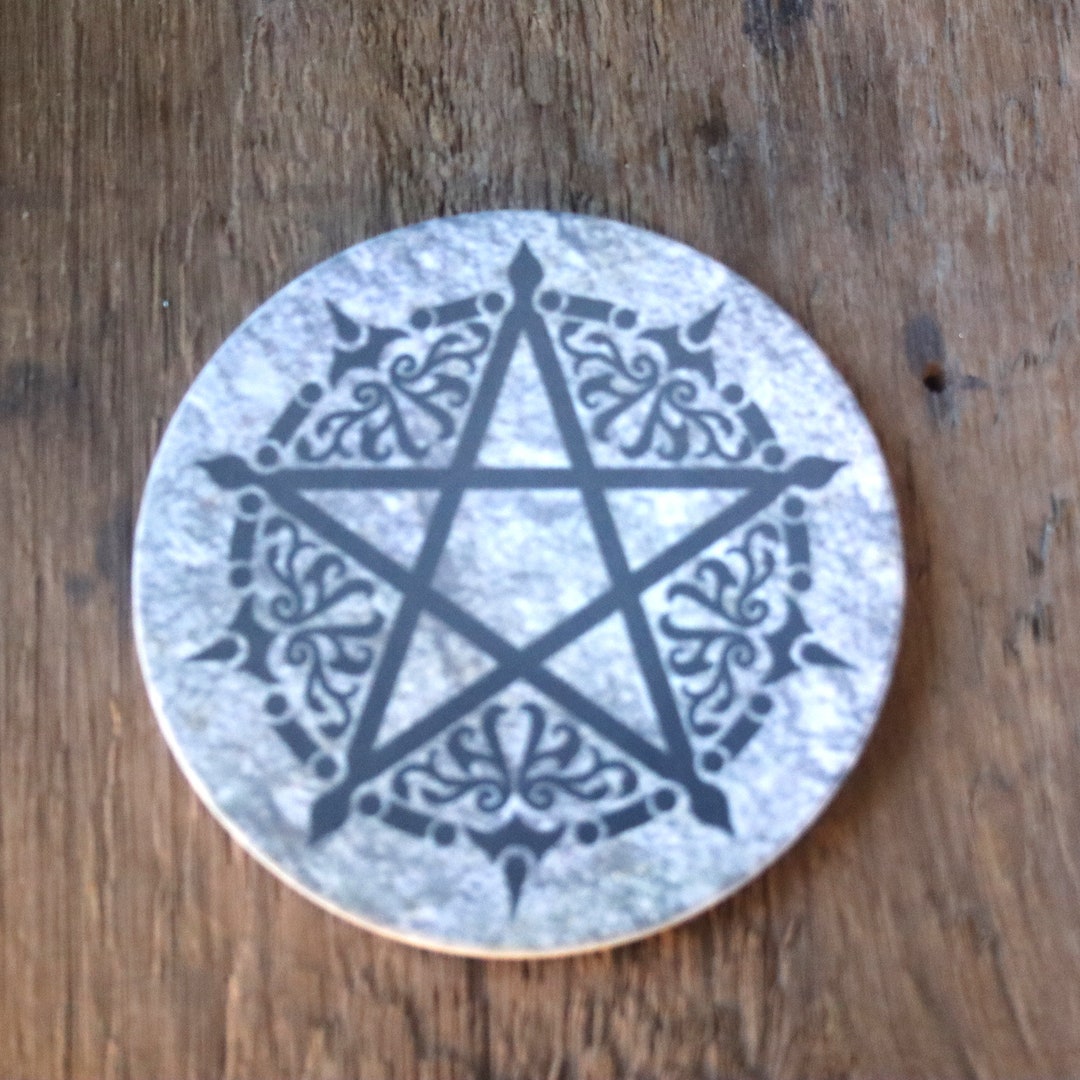 Sandstone Pentacle Tile, Altar Tile, Pentacle Coaster, Pentacle Disk ...