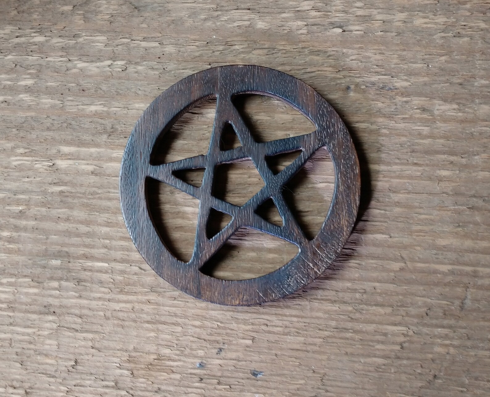 Wooden Pentagram Carved Wood Pentagram Altar Tile Etsy