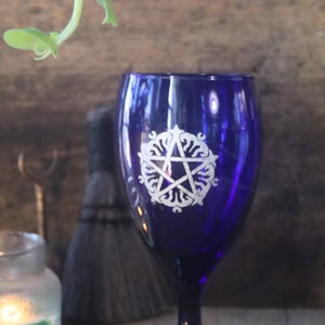 Pentacle Chalice, Witch's Pentagram Chalice, Blue Chalice With Silver ...